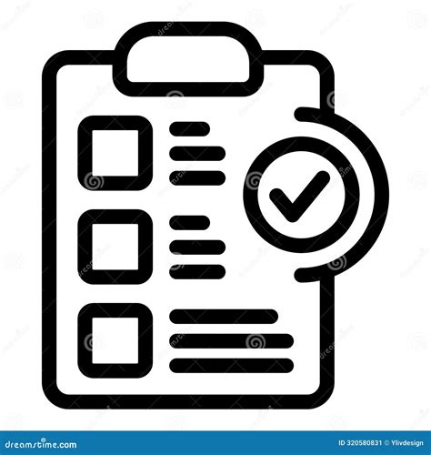 Black And White Line Vector Of A Clipboard With Checkmarks Symbolizing Organization And Task