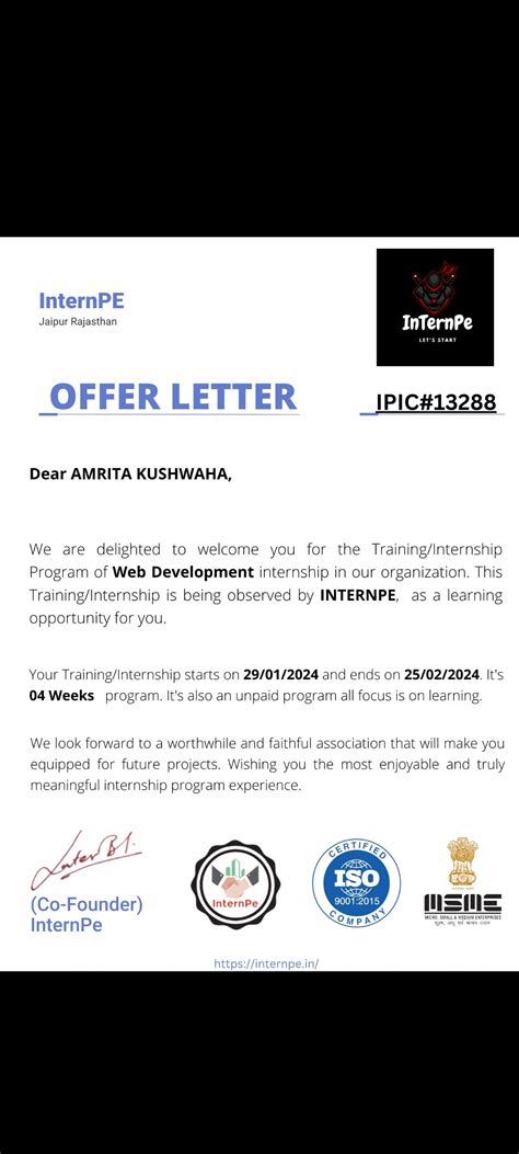 Internship Internpe Webdevelopment Amrita Kushwaha