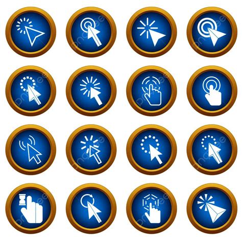 mouse pointer icons blue circle set isolated on white for digital