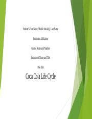 Coca Cola Life Cycle Pptx Student S First Name Middle Initial S Last