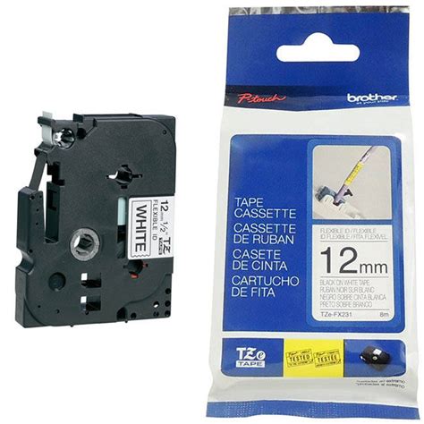 Brother TZEFX231 Black On White Flexi 12mm P-Touch Tape