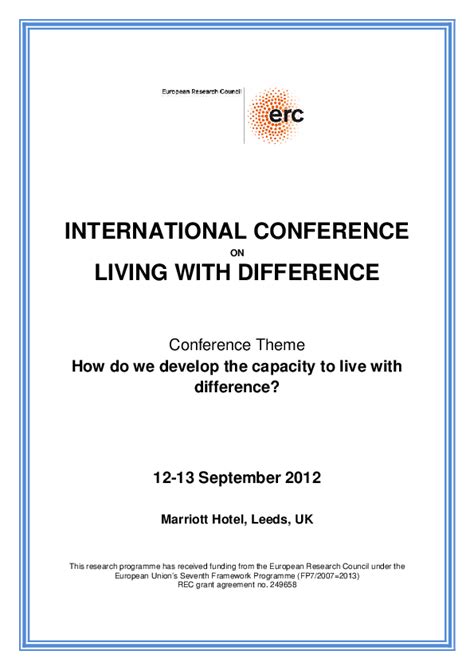 Pdf International Conference On Living With Difference Conference