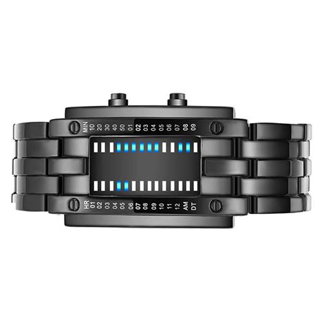 Fashion Binary Matrix Blue LED Digital Watch Men Women Classic Future Technology Binary Watch