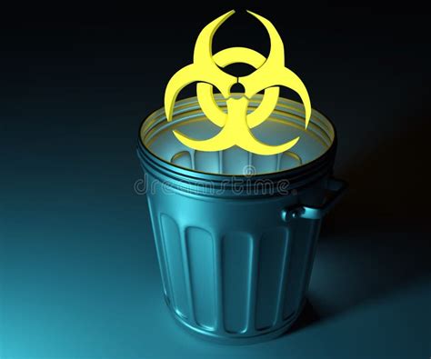 Yellow Biohazard Symbol And Garbage Bin 3d Rendering Stock Illustration Yellow Biohazard Symbol And Garbage Bin 3d Rendering Stock Illustration