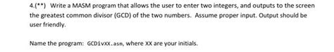 Solved 4 Write A Masm Program That Allows The User To