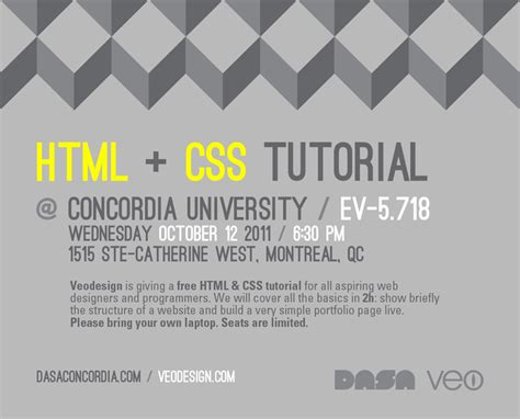 Live Event Free HTML CSS Tutorial On Oct 12 Veodesign