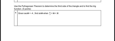 Solved Use The Pythagorean Theorem To Determine The Third Chegg