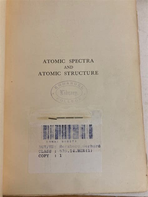 Atomic Spectra And Atomic Structure By Herzberg Gerhard Fair