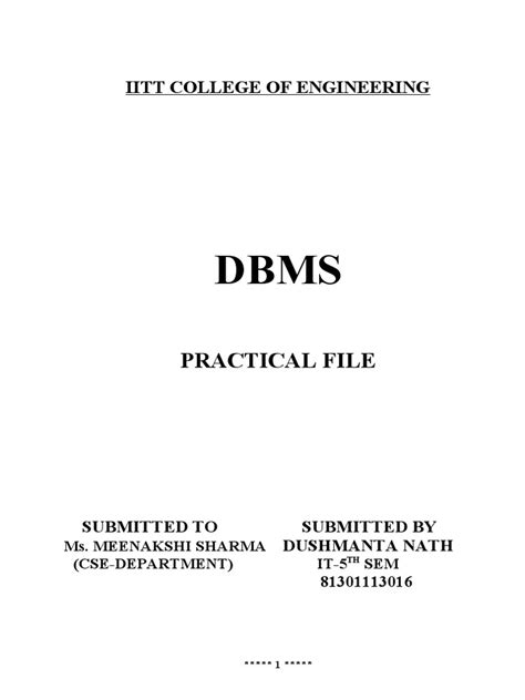 An Introduction To Database Management Systems Dbms Using Oracle A Practical File Pdf