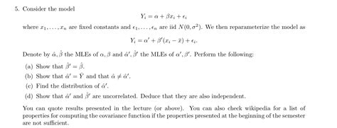 solved consider the model yi α βxi εi where x1 xn