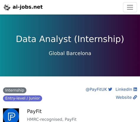Hiring Internship Data Analyst Internship In Global Barcelona R