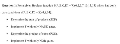 solved question 1 for a given boolean function