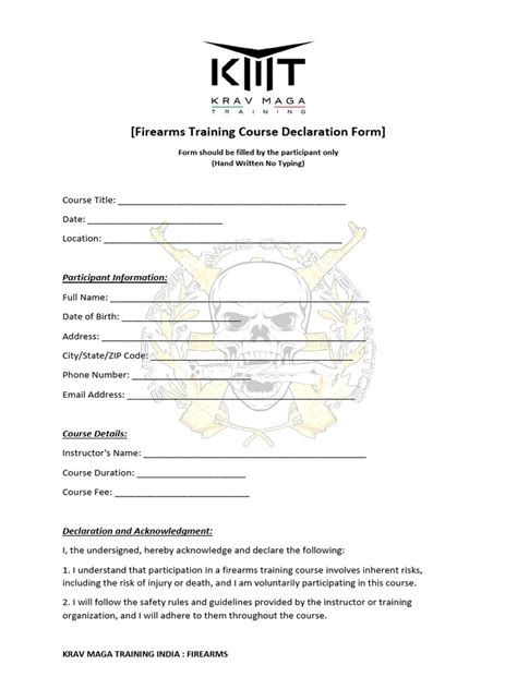 Firearms Training Course Declaration Form Pdf Justice Crime