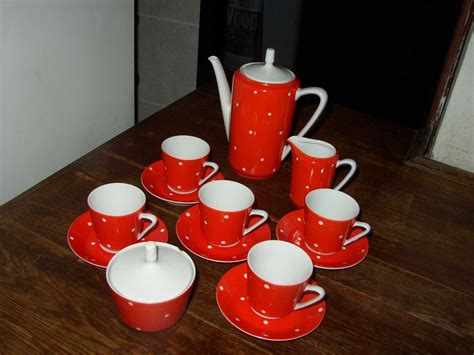 Фарфоровый кофейный сервиз в горошек Kahla Германия винтаж 1 100 грн Посуд кухонне