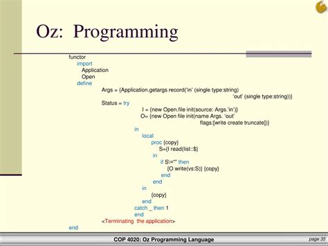 Ppt Cop 4020 Oz Programming Language Presentation Powerpoint