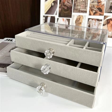 Badu Bg Луксозни кутии за бижута Органайзер Кутия за съхранение на грим Обеци Акрилна кутия за