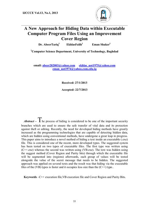 Pdf A New Approach For Hiding Data Within Executable Computer Program