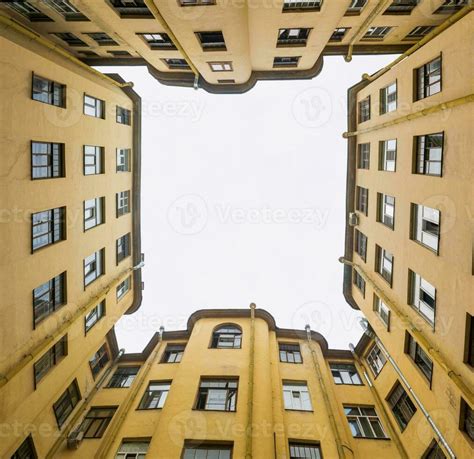 Narrow And Deep Courtyard Well Formed By Closely Standing Walls Of