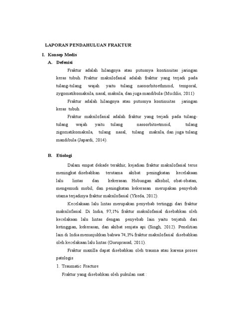 Laporan Pendahuluan And Askep Fraktur Maksila Dan Frontalis 1 Pdf Politik Teknologi And Rekayasa