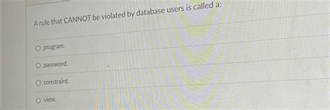 solved a rule that cannot be violated by database users is