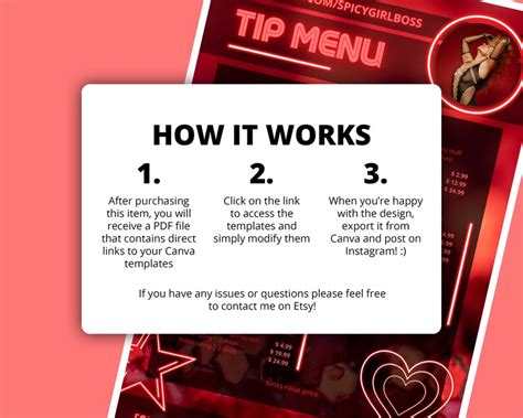 Onlyfans Editable Tip Menu Template For Fansly Cam Girl Adult Contents Easy To Edit Canva
