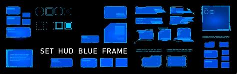 Premium Vector Set Blue Hud Frames Hud User Interface Elements On Black Background Futuristic