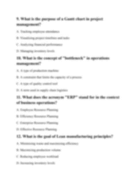 SOLUTION Operations Management Quiz Studypool