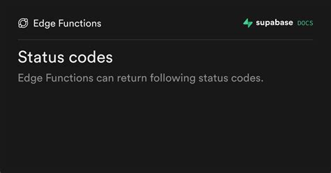 Status Codes Supabase Docs