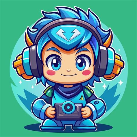 Premium Vector Cute Cartoon Character With Headphones And A Camera
