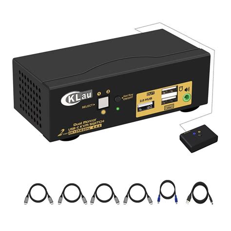 CKLau Port USB C KVM Switch Kx K Hz Dual Monitor USB Type C KVM With Audio Output