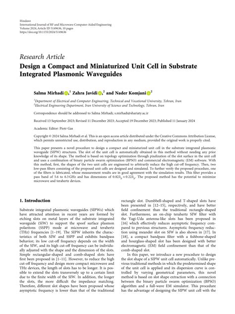Pdf Design A Compact And Miniaturized Unit Cell In Substrate