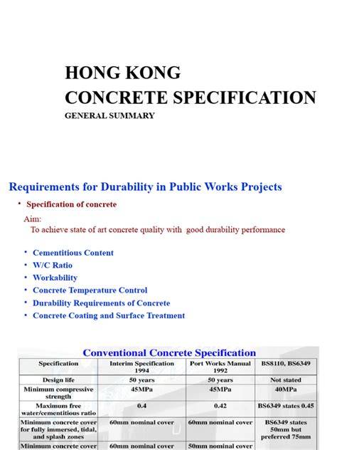 Hong Kong Concrete Specification General Summary Download Free Pdf