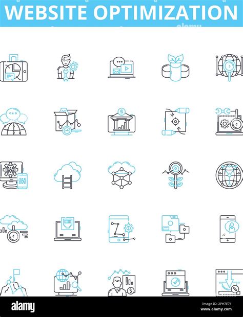 website optimization vector line icons set optimization website seo