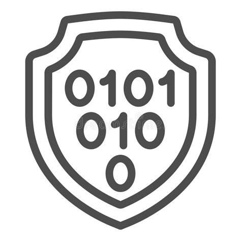 Binary Code On Emblem Line Icon Hacker Attacks Concept Vector