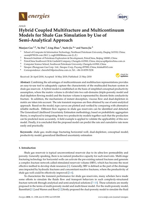 Pdf Hybrid Coupled Multifracture And Multicontinuum Models For Shale Gas Simulation By Use Of