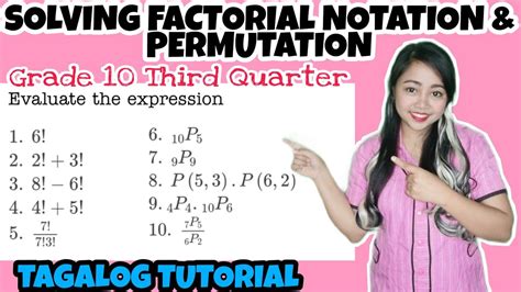 Solving Permutation And Factorial Notation Grade 10 Tagalog Tutorial Mathtv Ph Youtube