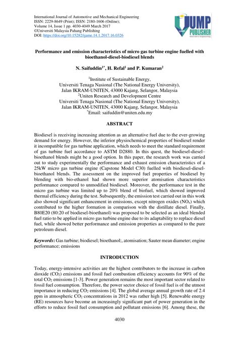 Pdf Performance And Emission Characteristics Of Micro Gas Turbine Engine Fuelled With