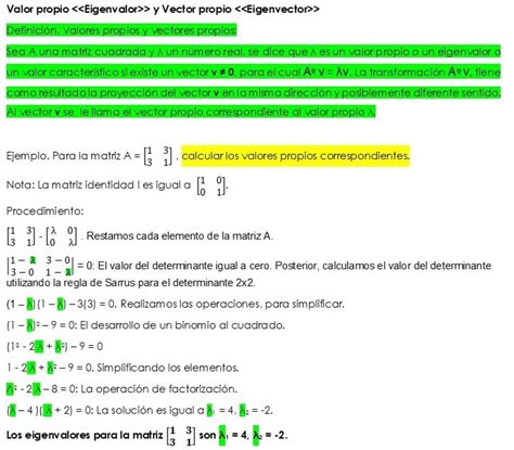 algebrerìa eigenvalor y eigenvector