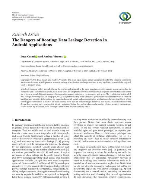pdf the dangers of rooting data leakage detection in android