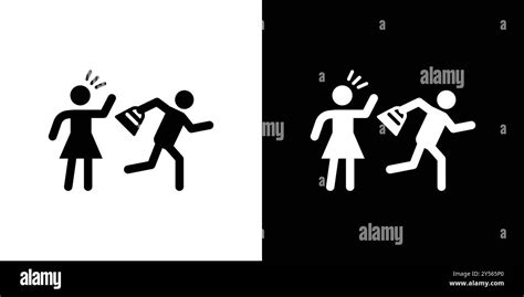 Purse Snatcher Icon Linear Logo Mark Set Collection In Black And White