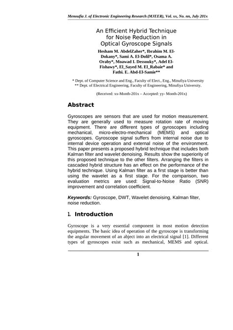Pdf An Efficient Hybrid Technique For Noise Reduction In Optical