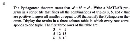 Solved The Pythagorean Theorem States That A B C Chegg