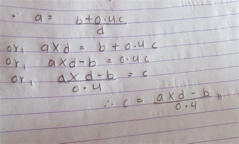 if a b 0 4c d what does c equal