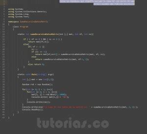 Recursividad VisualStudio C Suma Recursiva Datos Matriz Tutorias Co