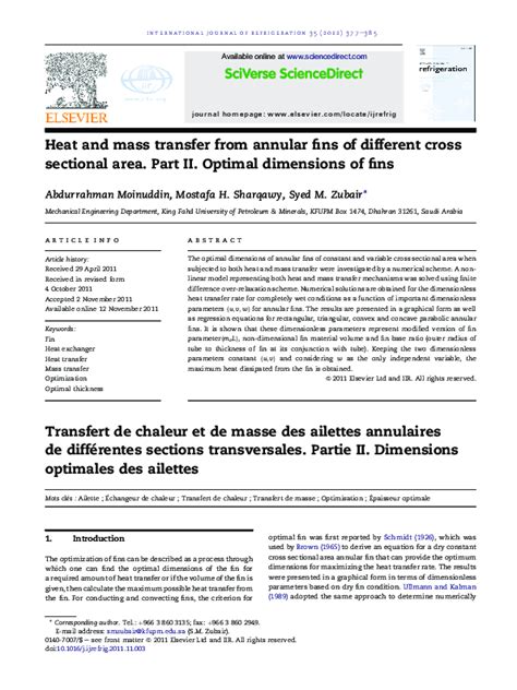 Pdf Heat And Mass Transfer From Annular Fins Of Different Cross Sectional Area Part Ii