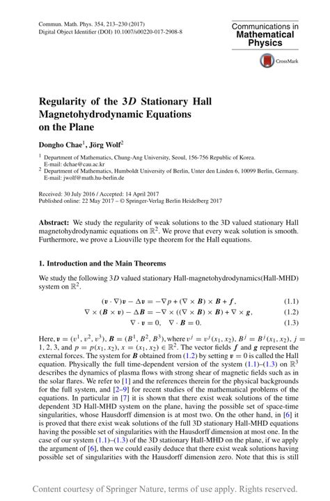 Regularity Of The 3d Stationary Hall Magnetohydrodynamic Equations On The Plane Request Pdf