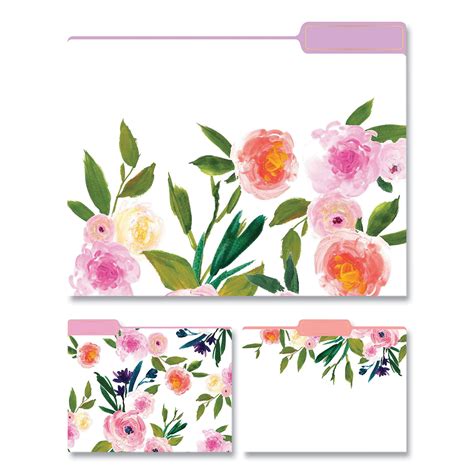 Eccolo Fashion File Folders 1 3 Cut Tabs Letter Size Floral Assortment 9 Pack