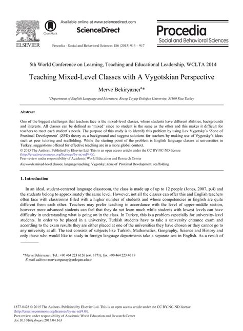 Pdf Teaching Mixed Level Classes With A Vygotskian Perspective