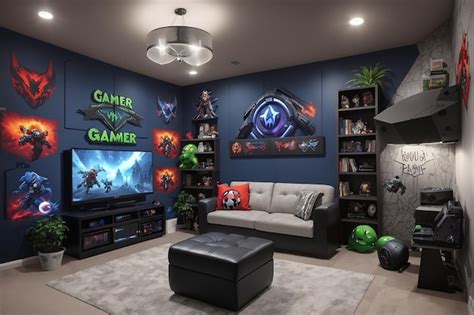 Premium Photo A Custom Gamer Room With Walls Decorated