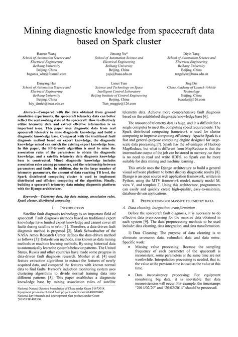 Pdf Mining Diagnostic Knowledge From Spacecraft Data Based On Spark